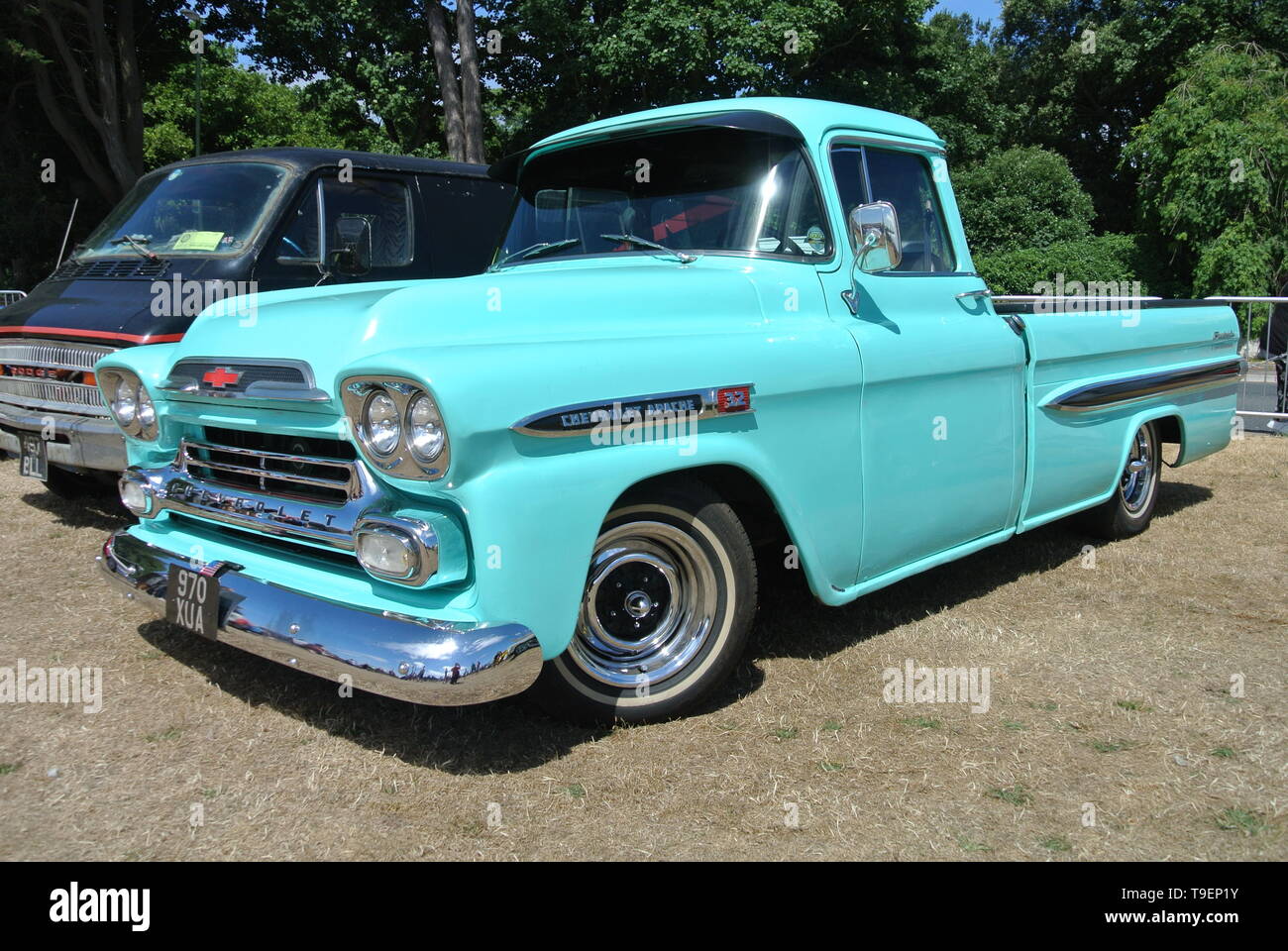Chevrolet Apache pickup truck parked on display at the Riviera classic ...