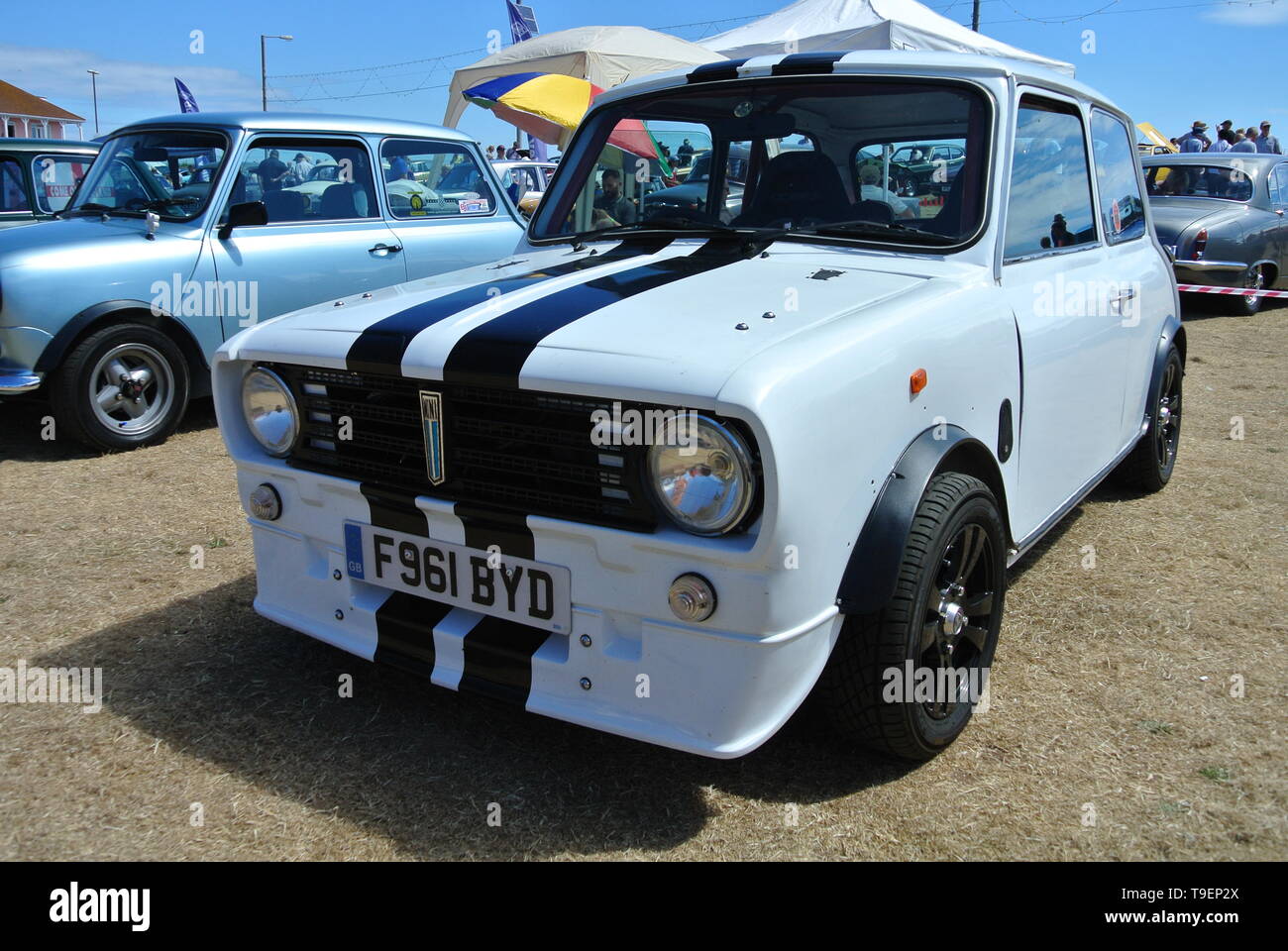 A 1988 Austin Mini 1300 parked up on display at the Riviera classic car ...