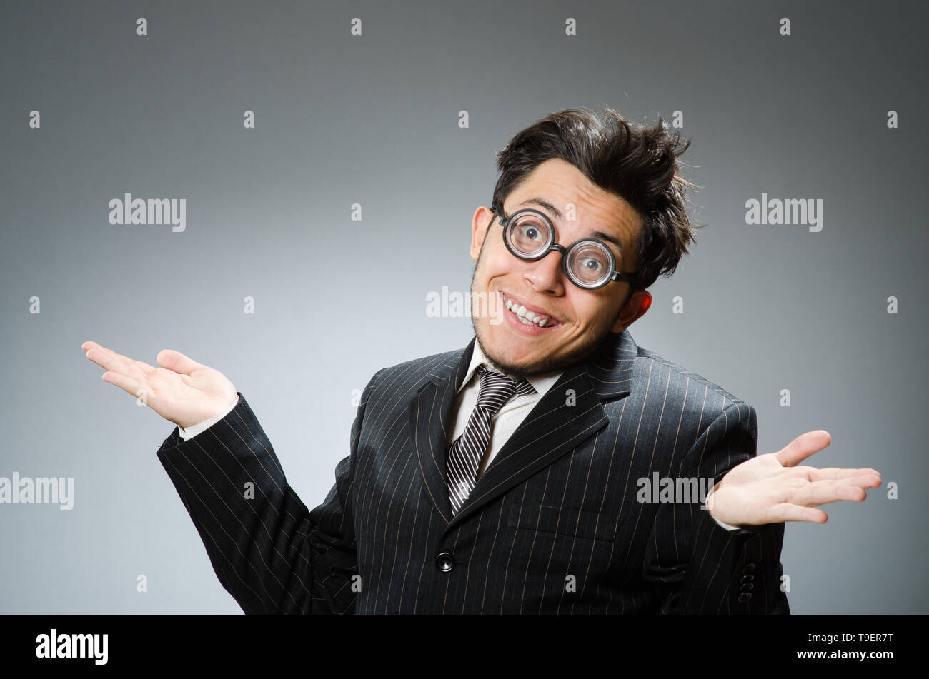 Fun surprise stupid man glasses hi-res stock photography and images - Alamy