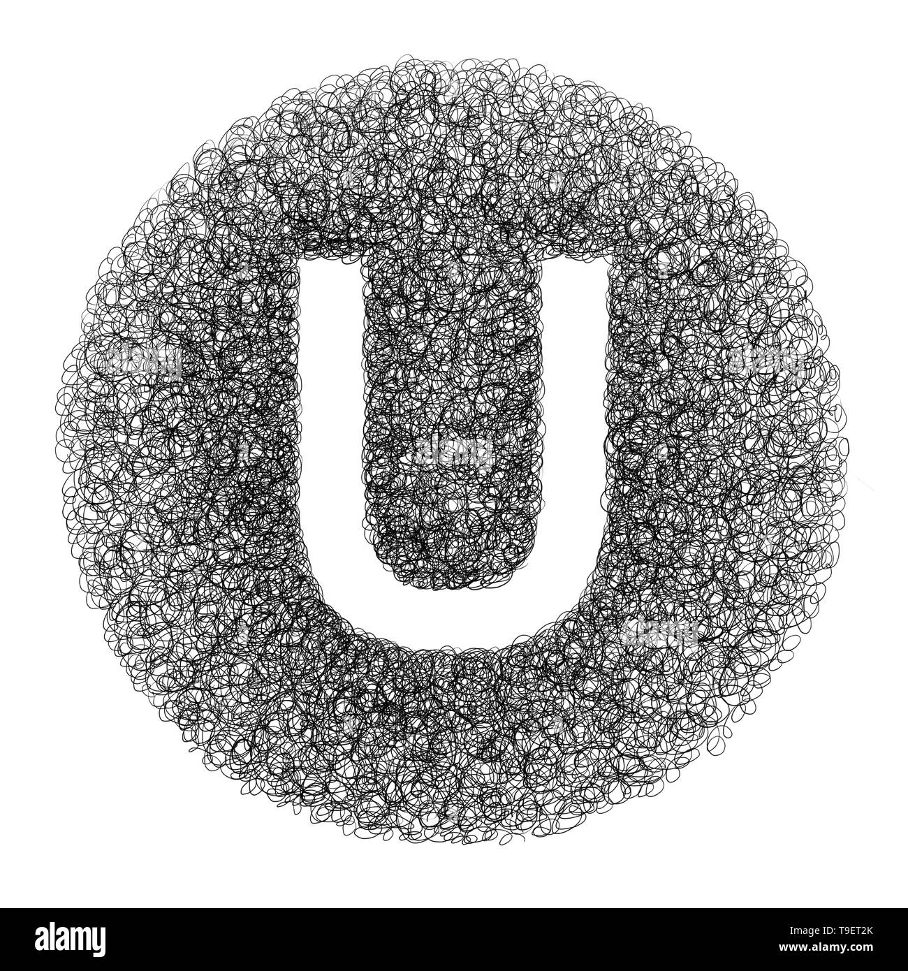 Hand made letter U drawn with graphic pen on white background - High ...