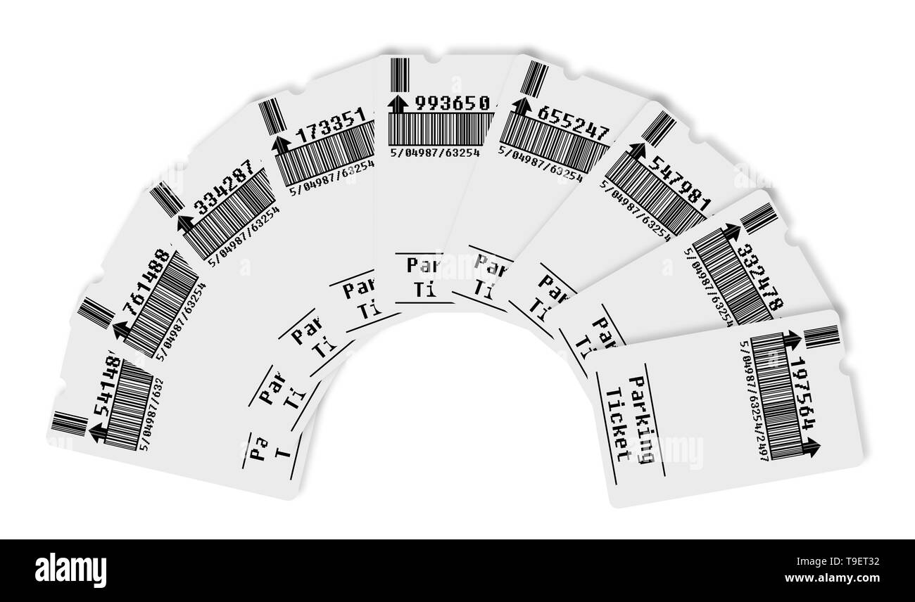 Ticket for parking area concept image - Bar code and code numbers are ...