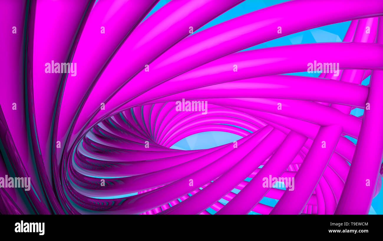 purple three-dimensional rings on a turquoise. 3d render illustration ...