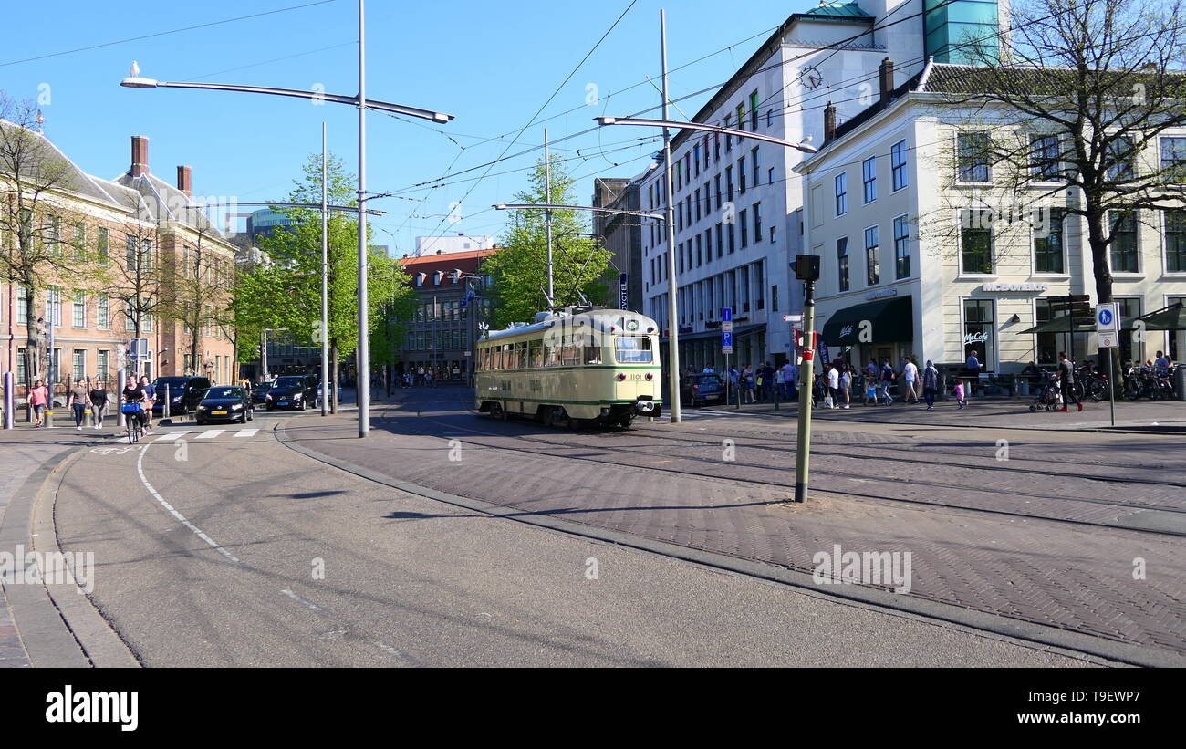 THE HAGUE, THE NETHERLANDS - APRIL 20, 2019: A typical dutch street ...