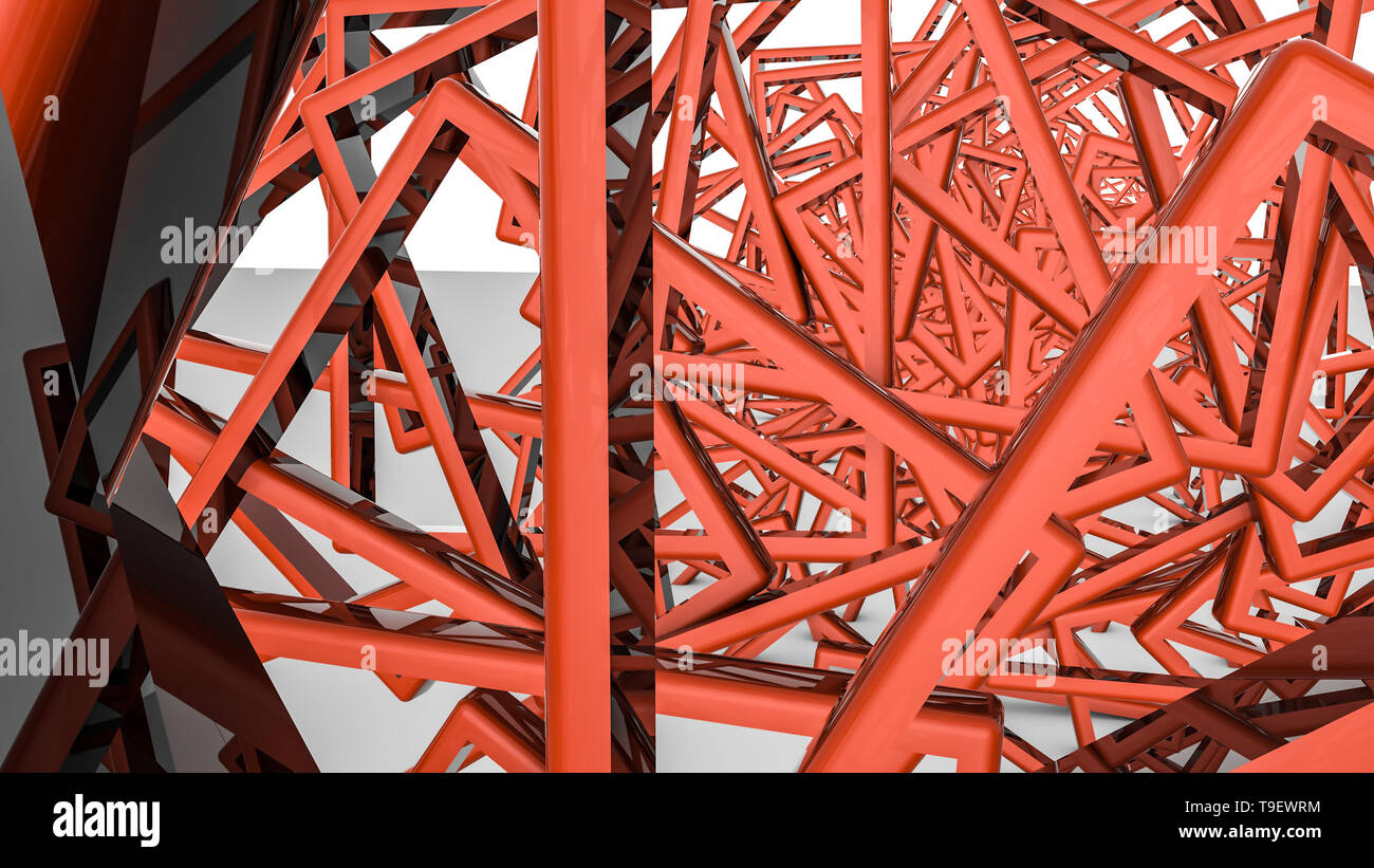 Abstract background of three-dimensional orange shapes. 3d render Stock ...