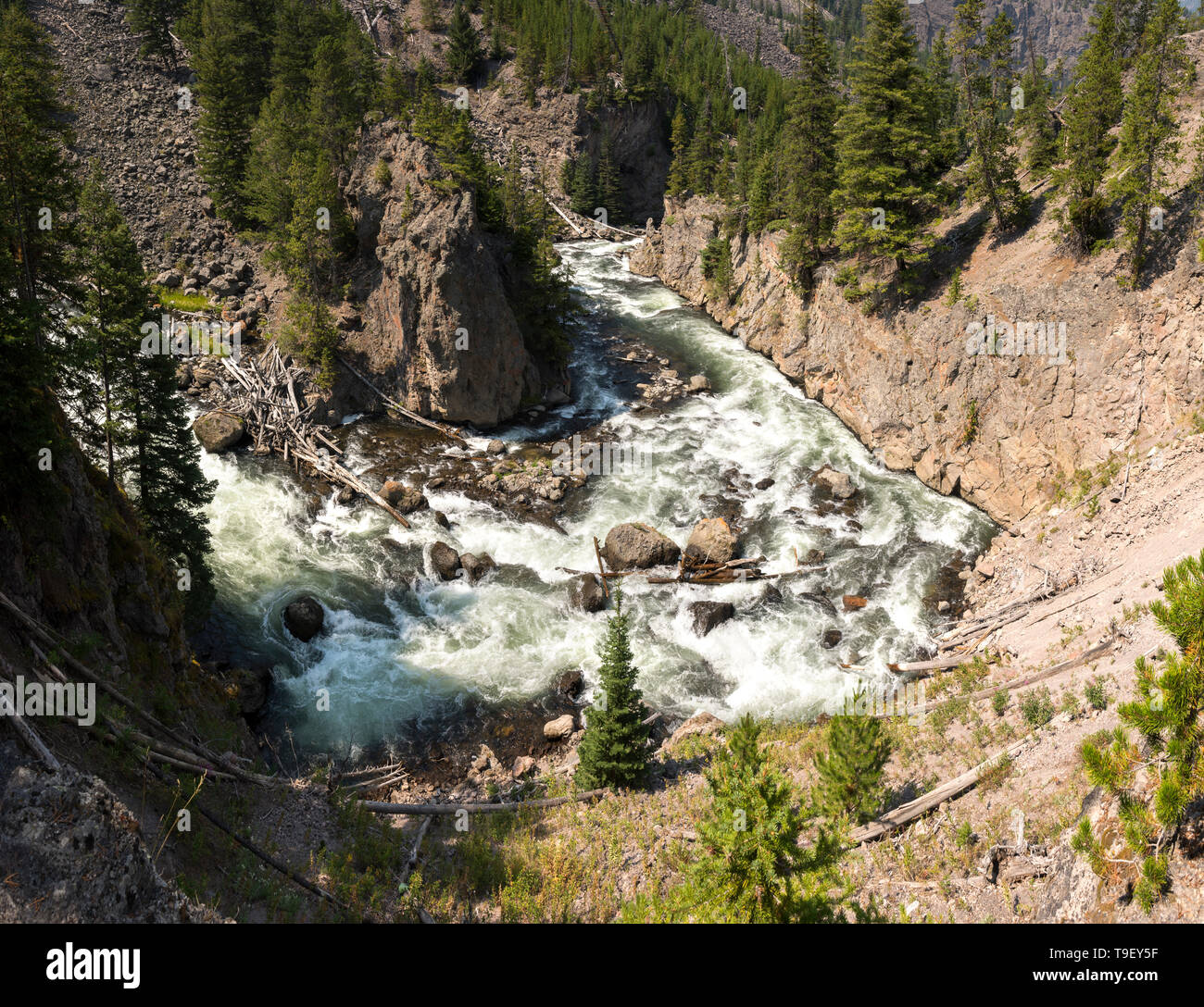 Firehole canyon drive in Yellowstone National Park in Wyoming Stock ...