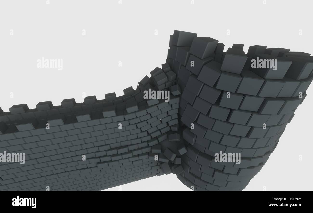 3D model of an ancient castle destroyed by the core Stock Photo - Alamy