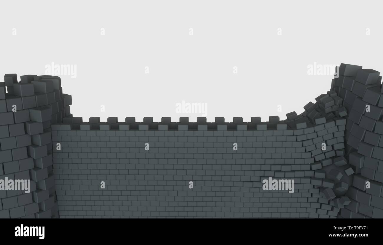 3D model of an ancient castle destroyed by the core Stock Photo - Alamy