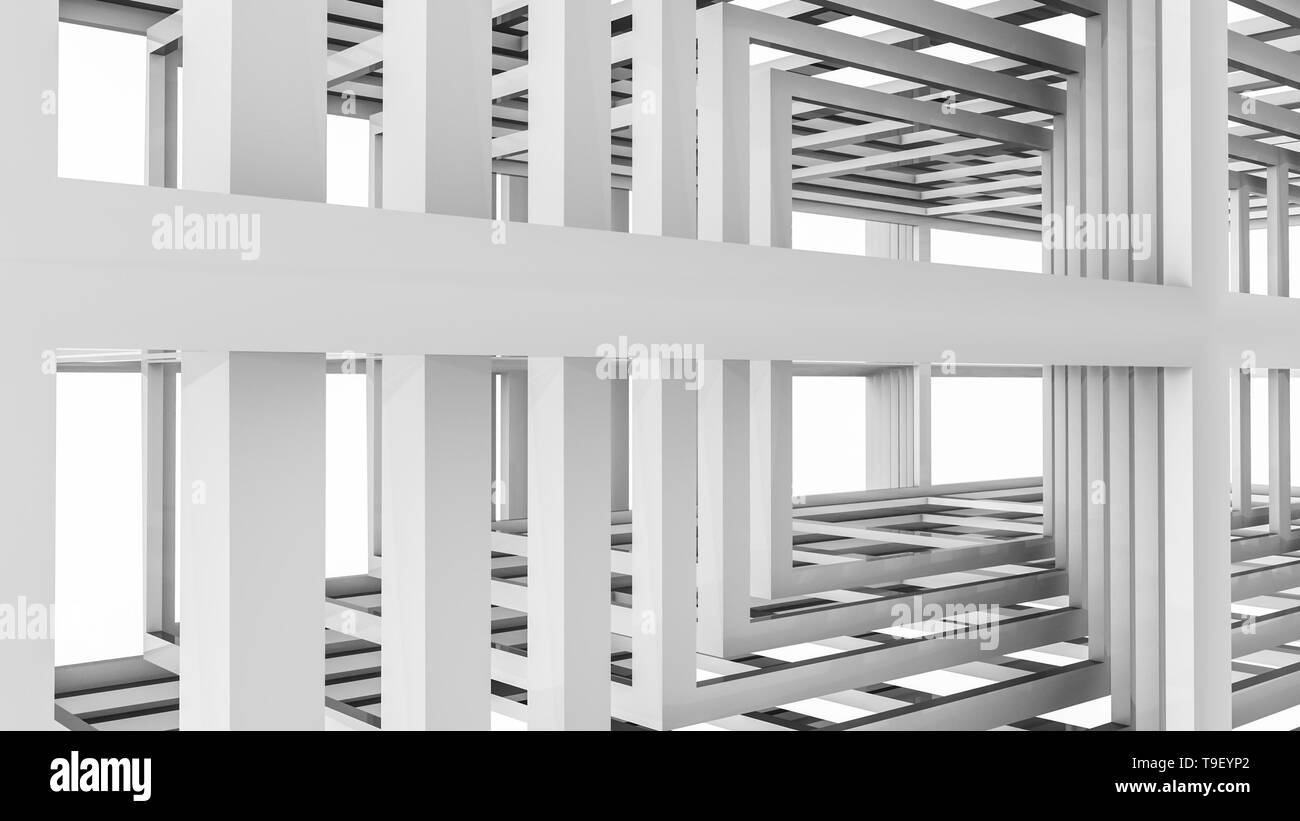 Abstract of three-dimensional rectangular lines. 3d render Stock Photo ...