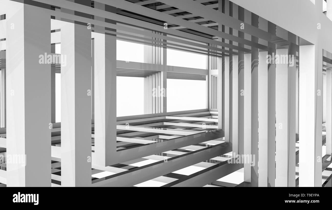 Abstract of three-dimensional rectangular lines. 3d render Stock Photo ...