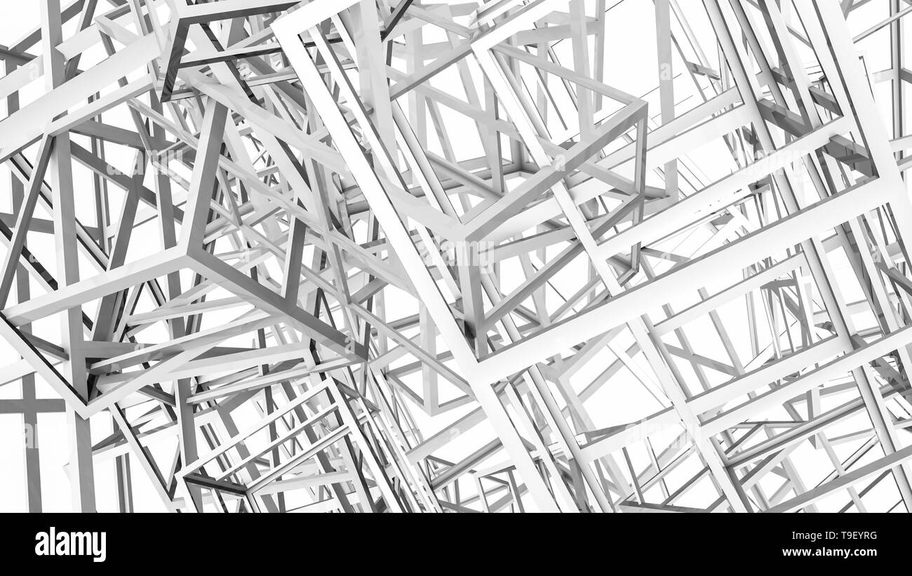 Abstract of three-dimensional rectangular lines. 3d render Stock Photo ...