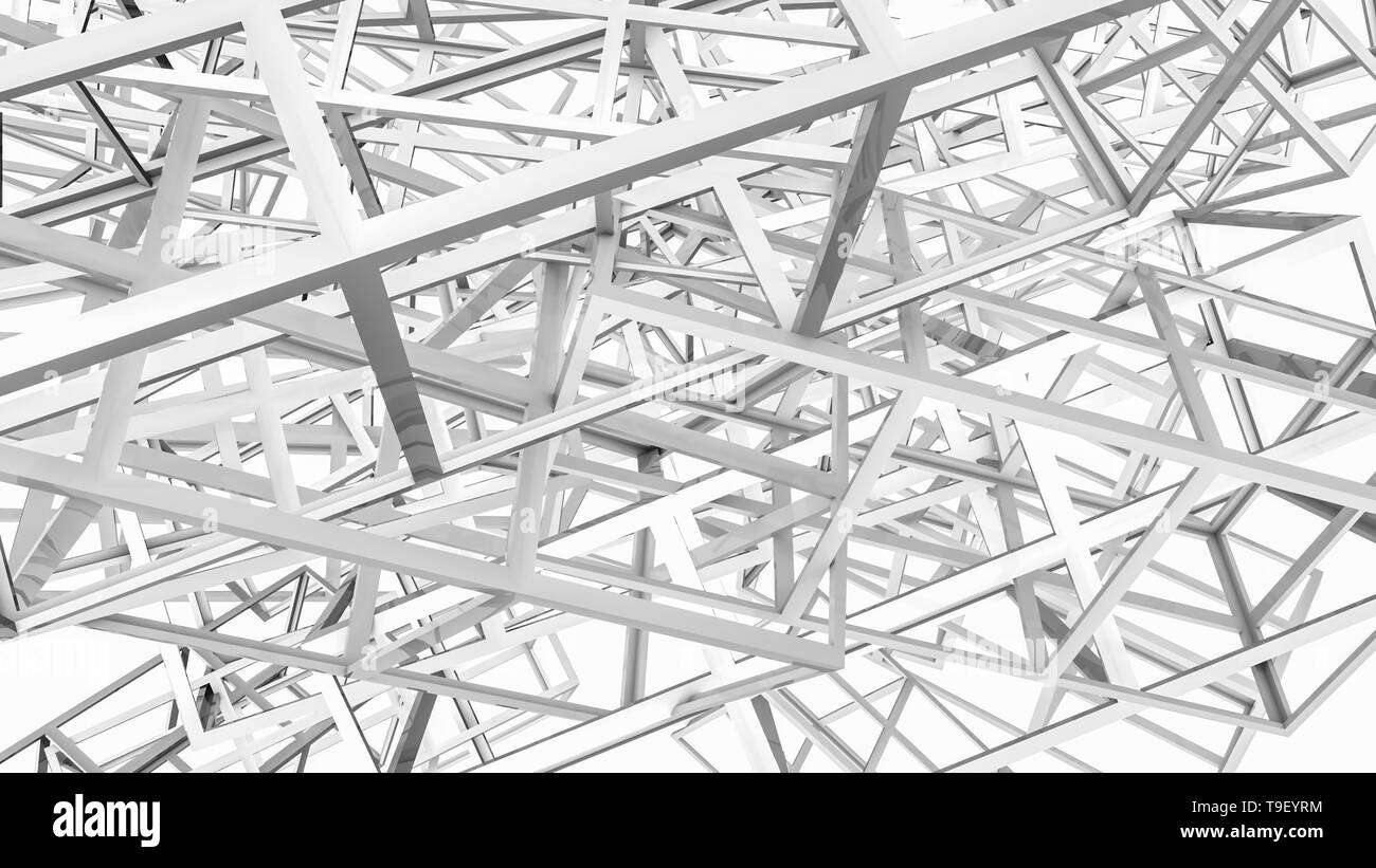 Abstract of three-dimensional rectangular lines. 3d render Stock Photo ...