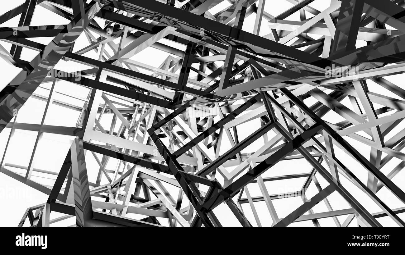 Abstract of three-dimensional rectangular lines. 3d render Stock Photo ...