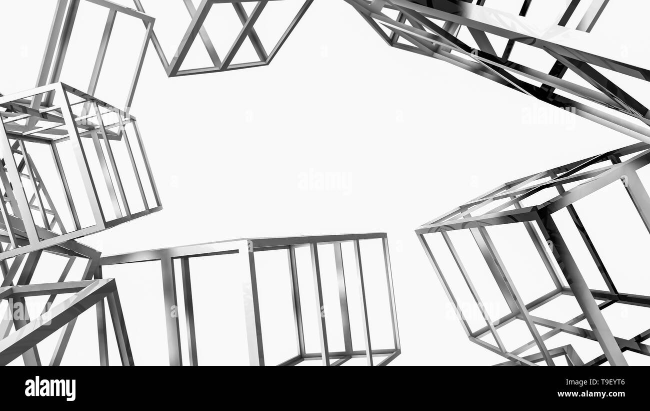 Abstract of three-dimensional rectangular lines. 3d render Stock Photo ...