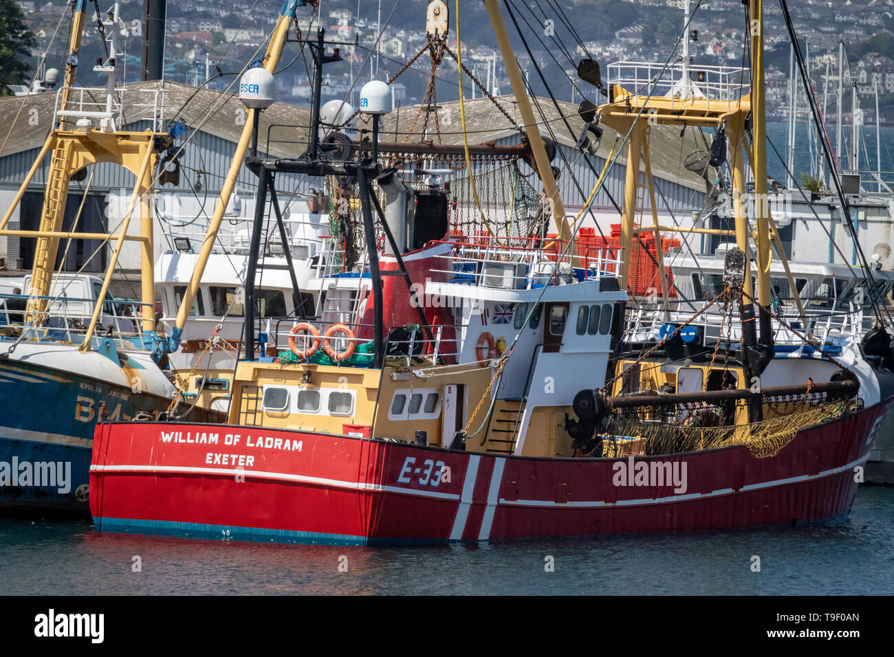 Beam Trawlers and Fishing Boats in Brixham Harbour and Quayside,Torbay ...