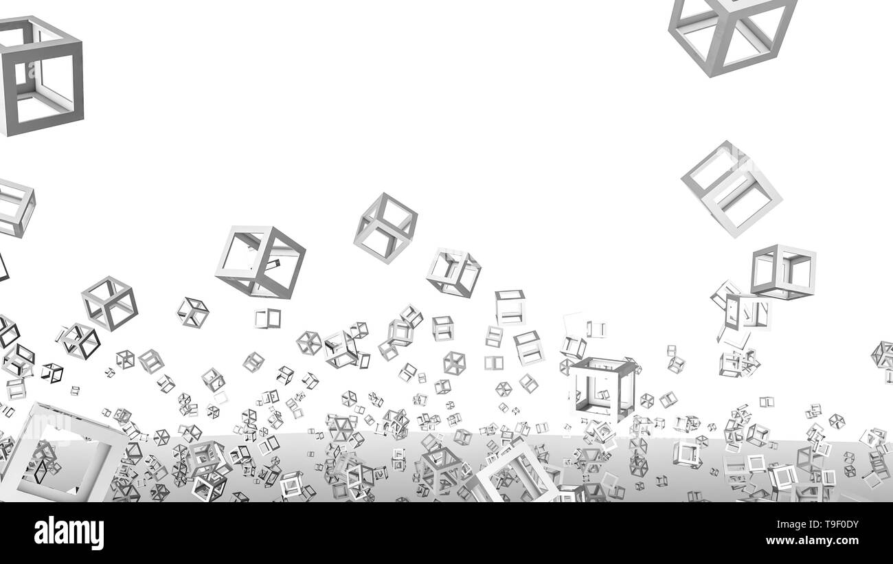 gray hollow cubes. Three-dimensional illustration. 3d render Stock ...