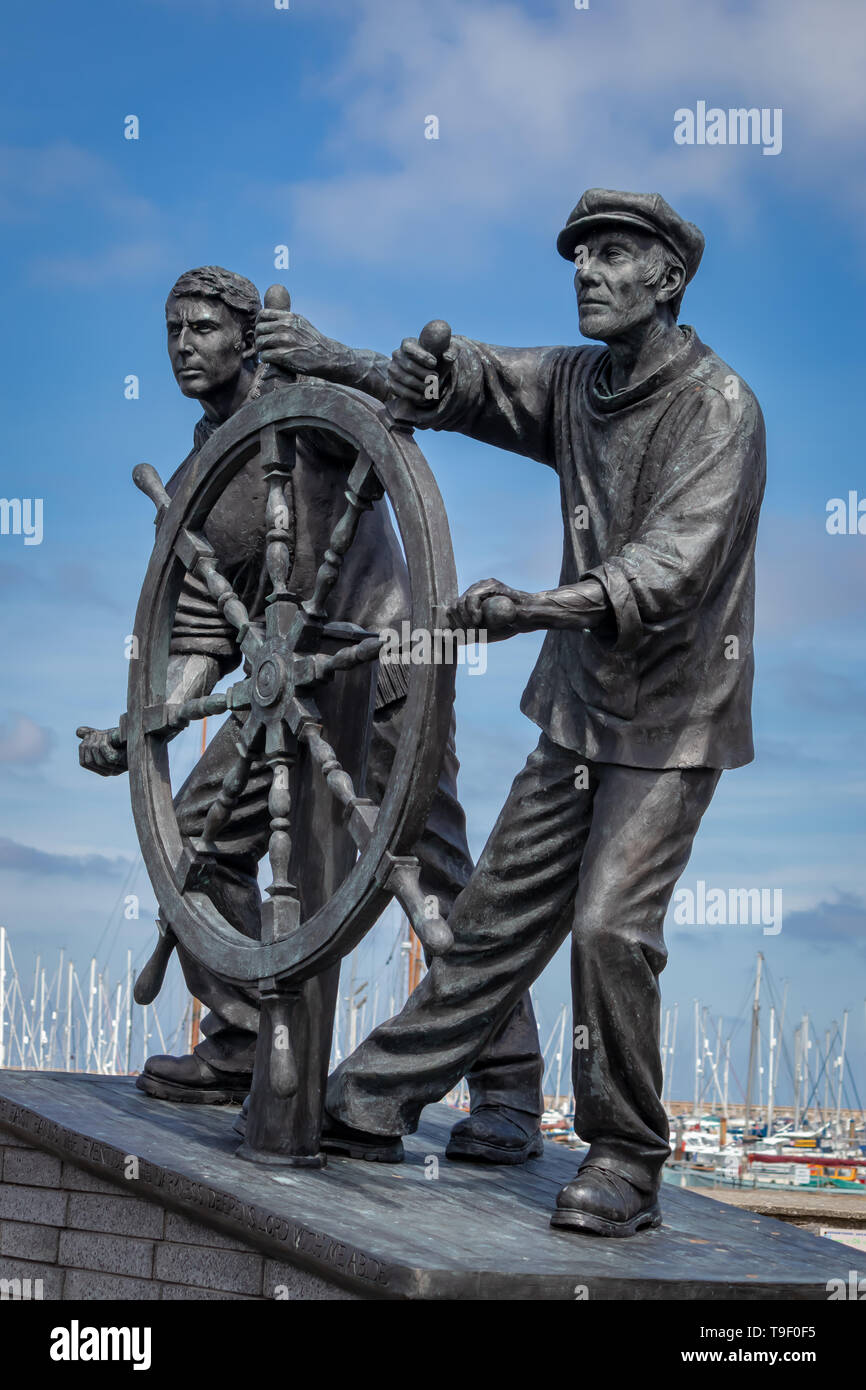 Man and Boy Bronze Statue at King's Quay,Brixham,Torbay,Devon.England ...