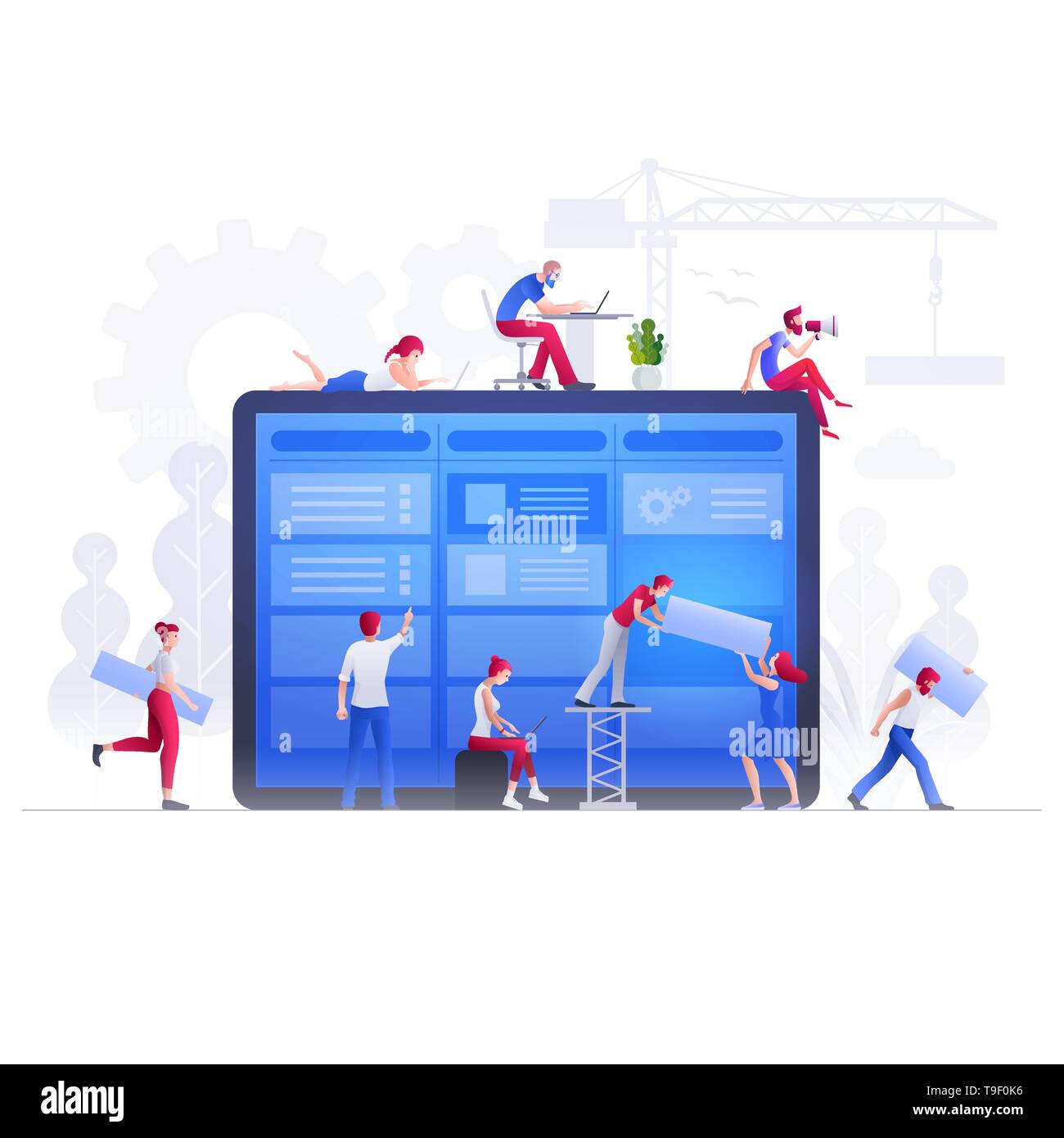 Employee teamwork building Cut Out Stock Images & Pictures - Alamy