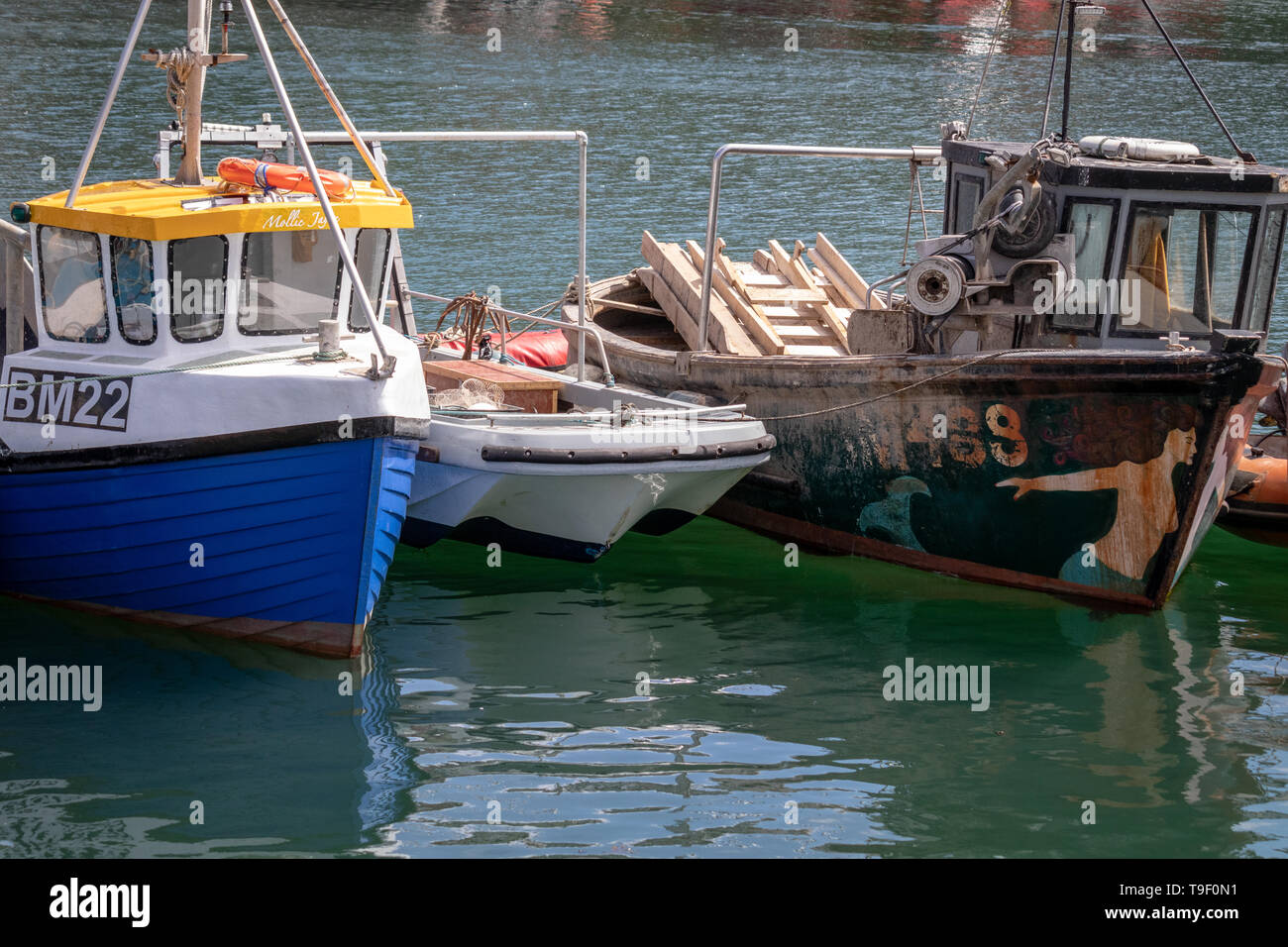 Beam Trawlers and Fishing Boats in Brixham Harbour and Quayside,Torbay ...
