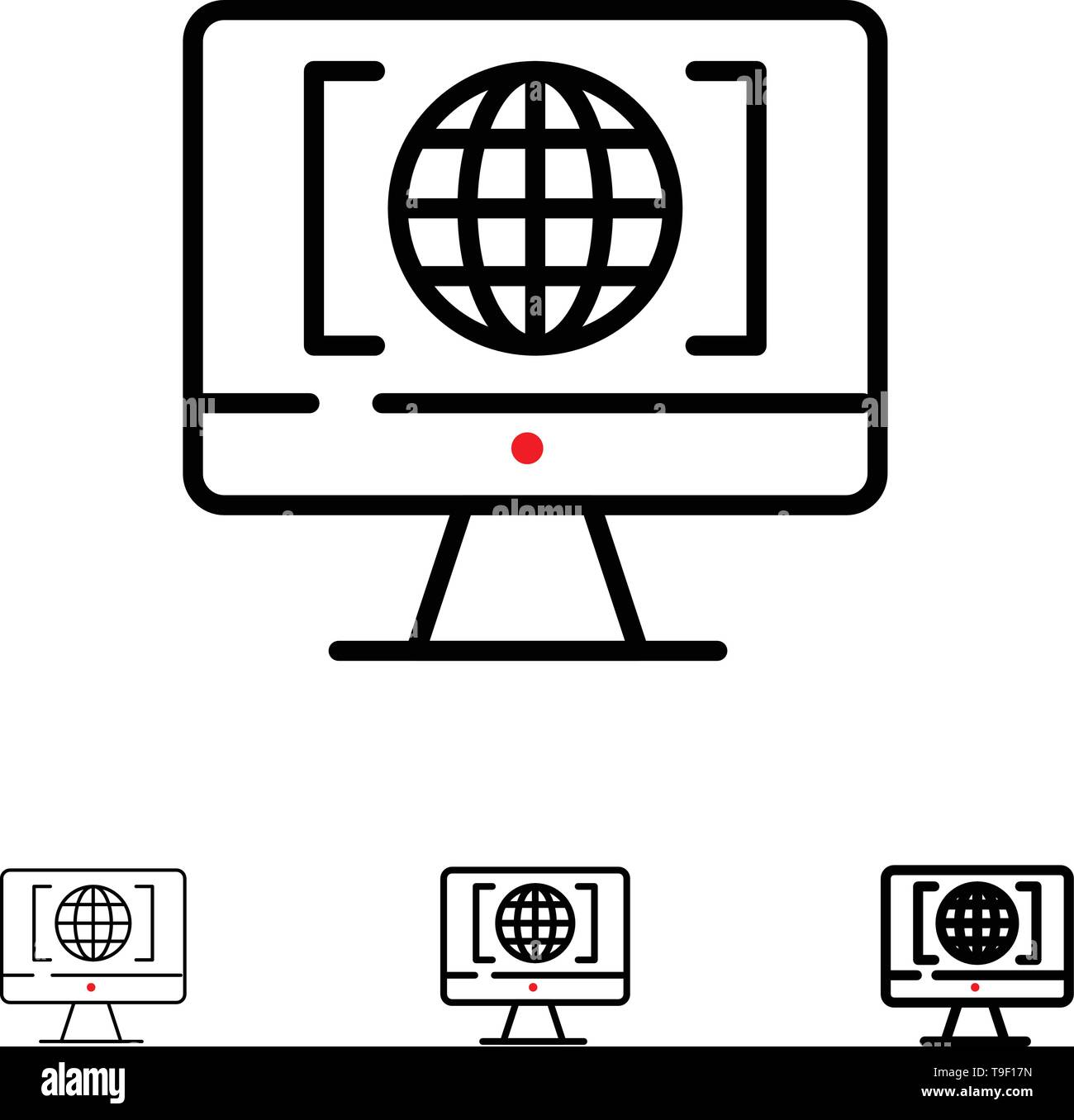 Computer, Internet, World, Big Think Bold and thin black line icon set ...