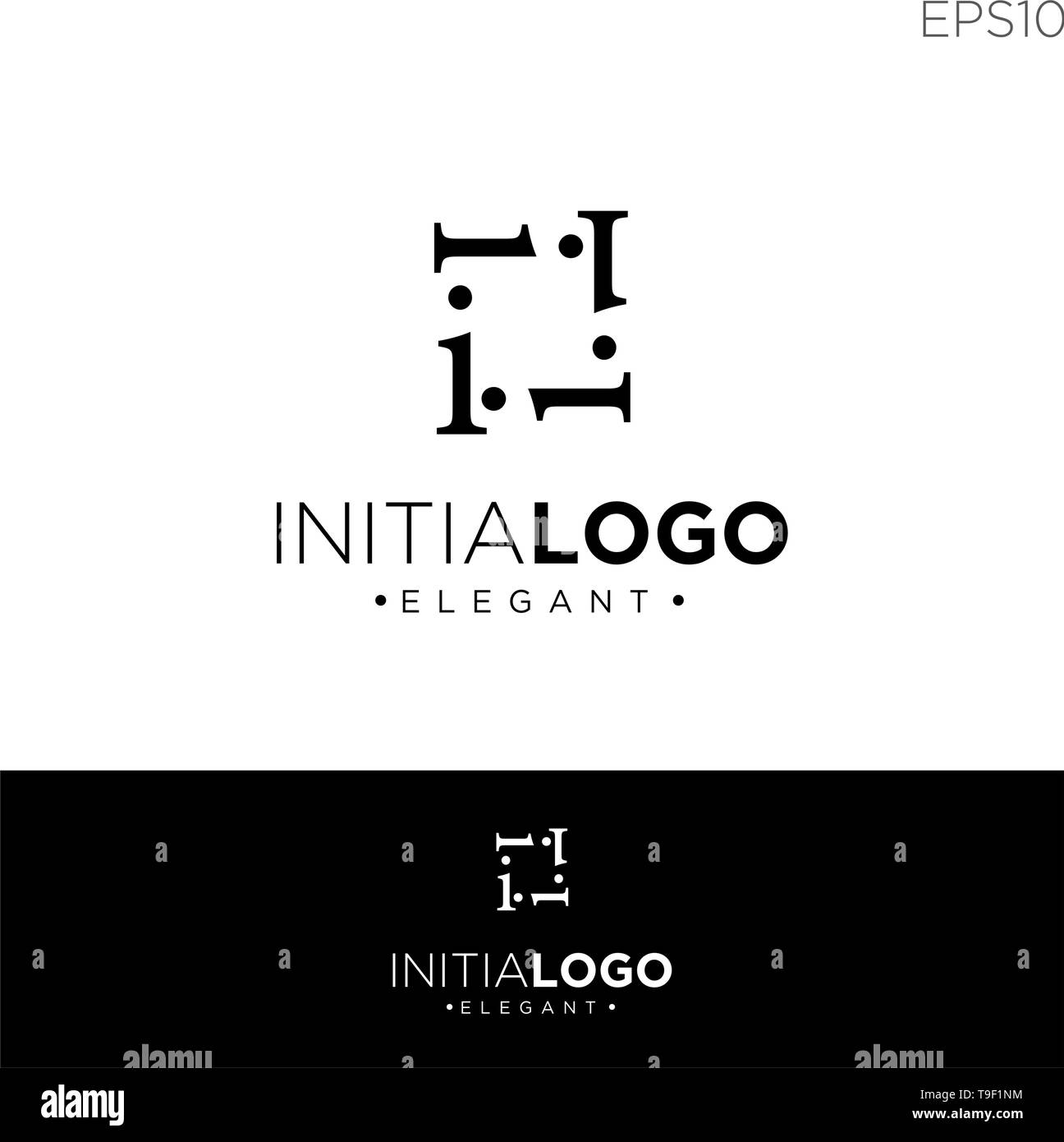 monogram initial i, ii, i logo template black color vector illustration ...