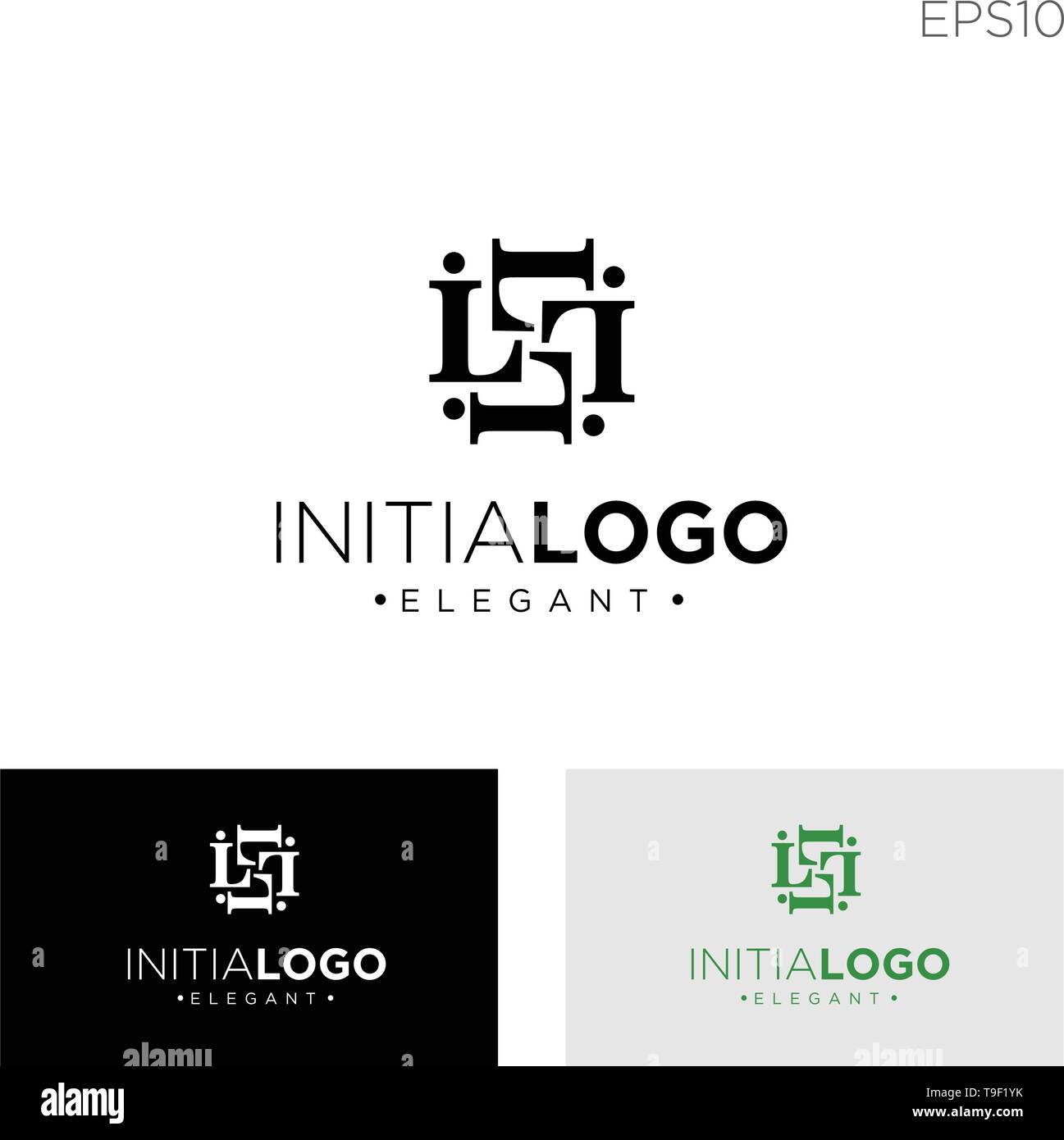 monogram initial l, ll, l logo template black color vector illustration ...