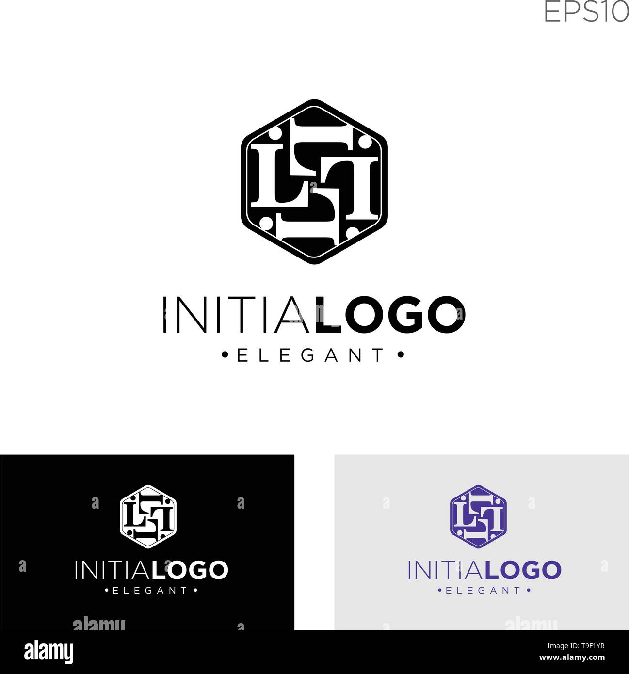 monogram initial l, ll, l logo template black color vector illustration ...