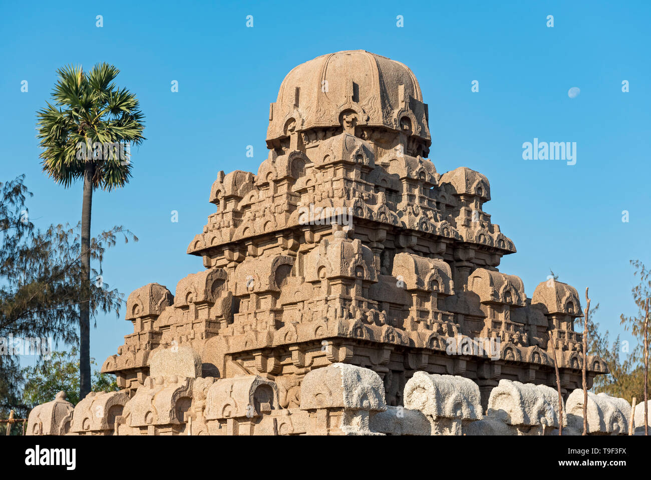 Dharmaraja Ratha monument, Pancha Rathas (Five Rathas), Mahabalipuram ...