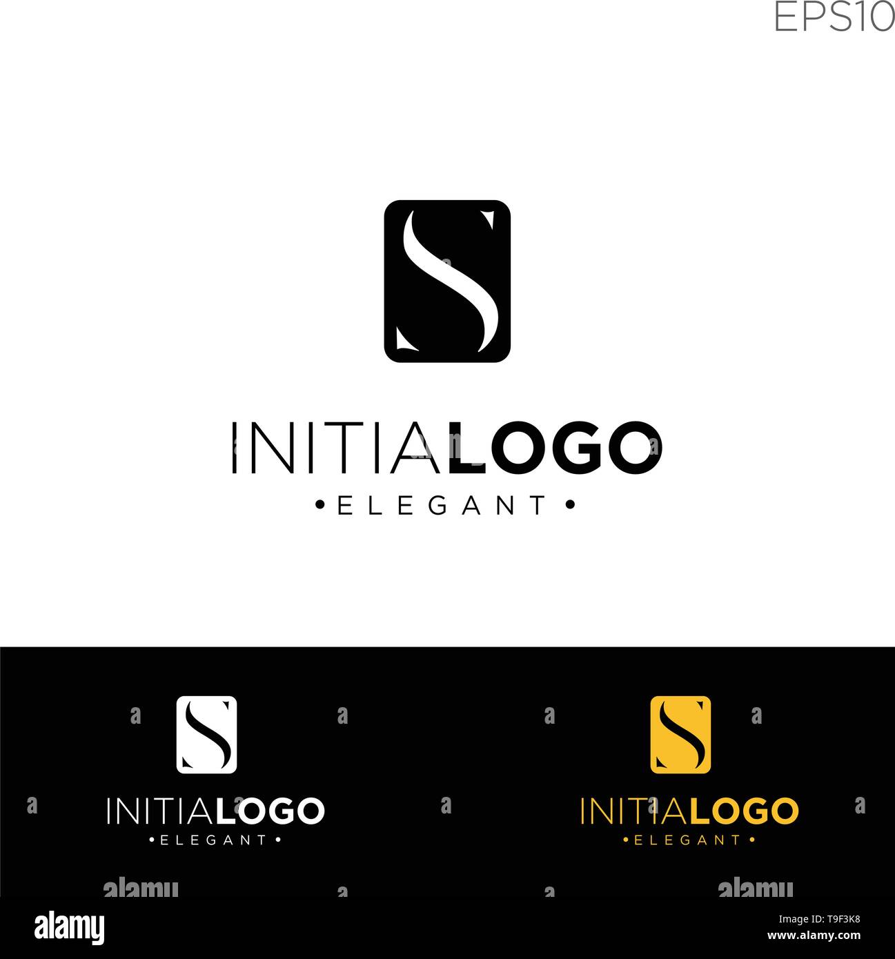 monogram initial s, s logo template black color vector illustration ...