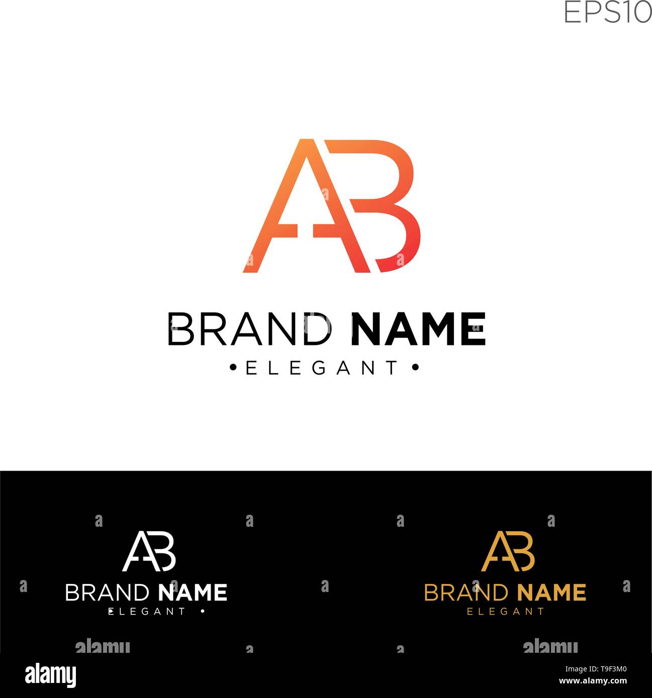 monogram initial ab, ab, ab logo template black color vector ...