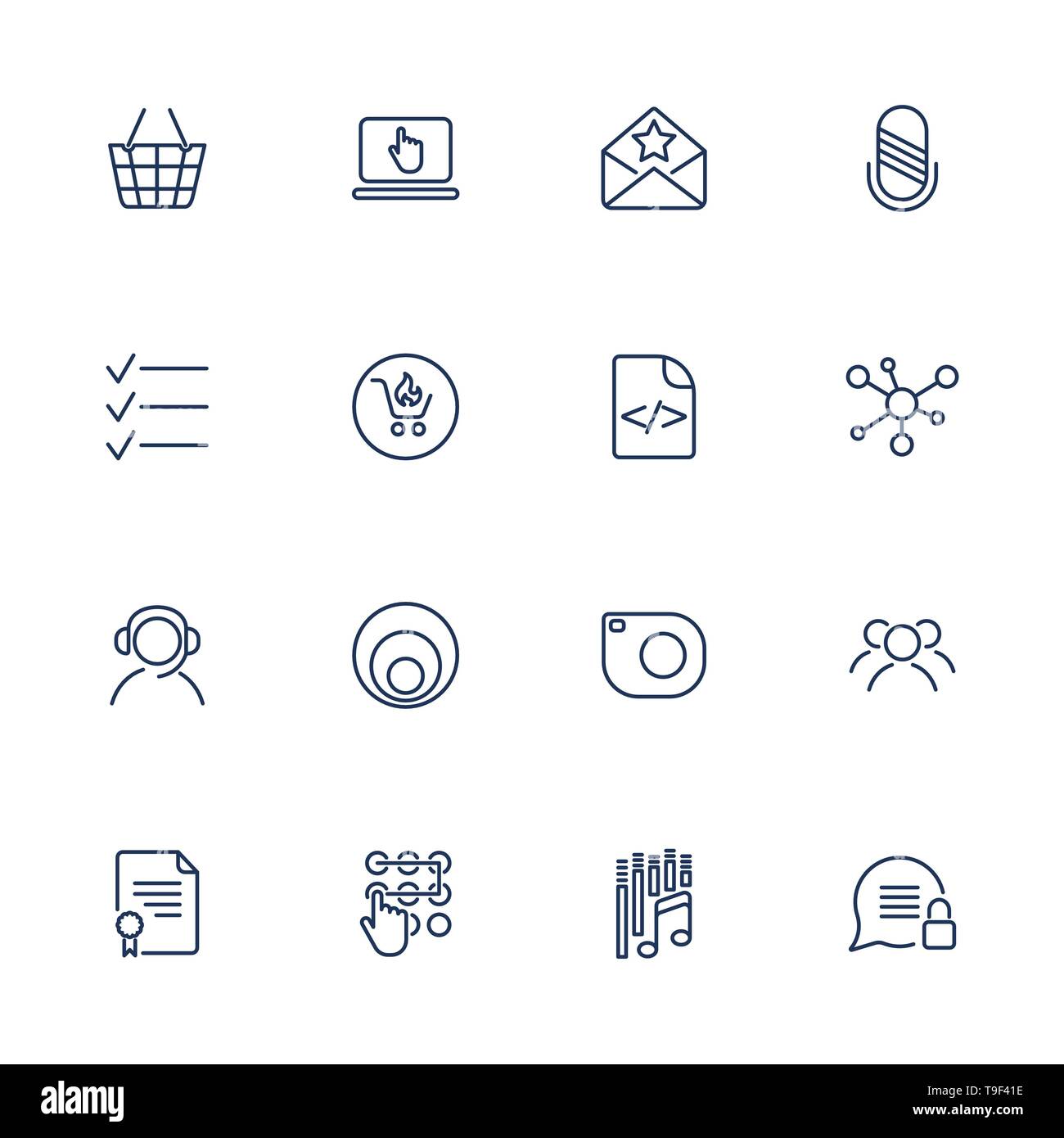 Set of 16 vector icons for software, application or websites - social ...
