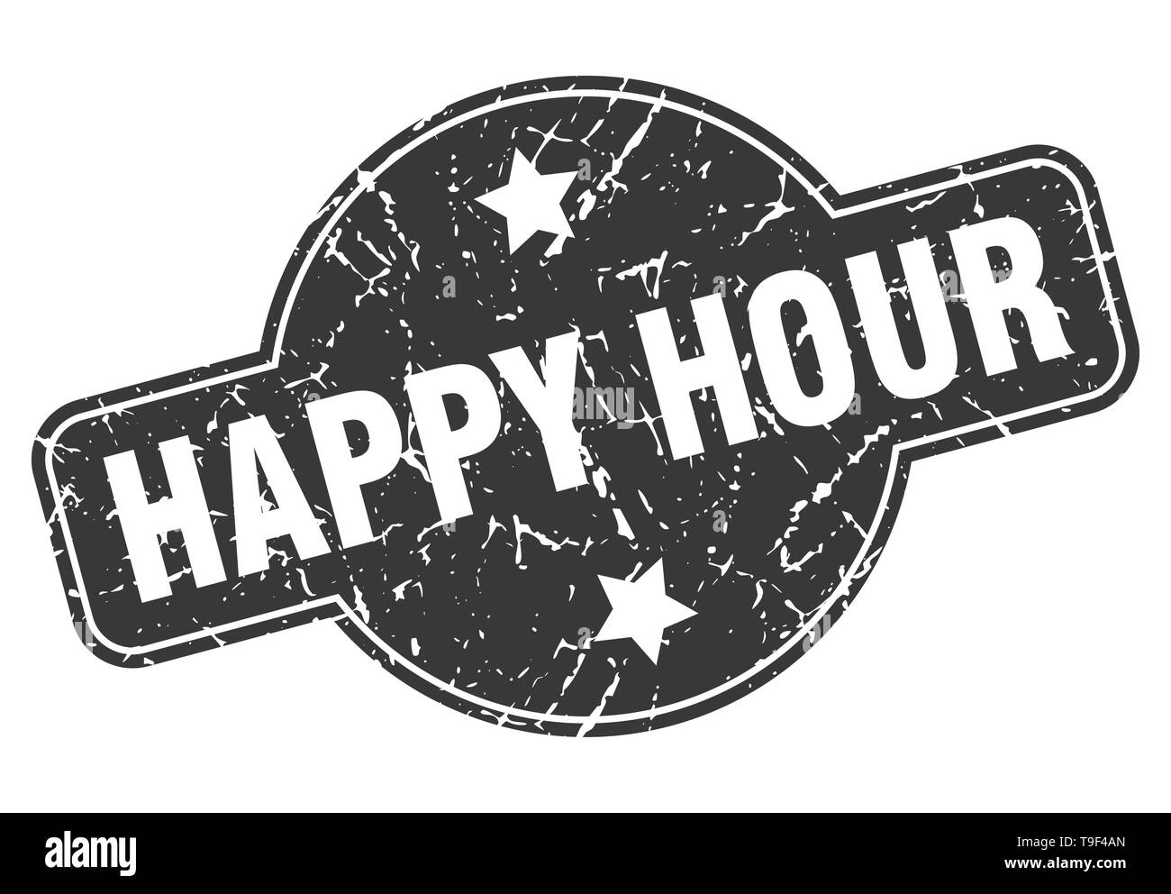 happy hour round grunge isolated stamp Stock Vector Image & Art - Alamy