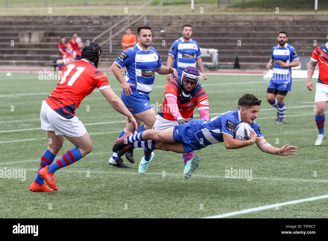 Peter Mamouzelos of Greece RL scores a try to make it 24-0 during the ...