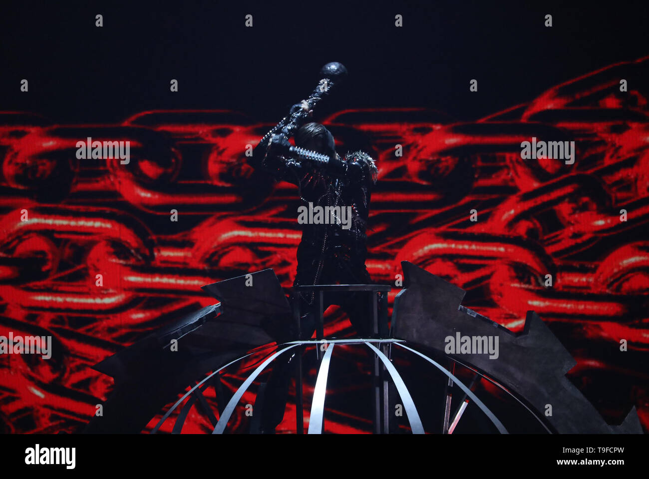 Tel Aviv, Israel. 18th May, 2019. Hatari from Iceland performs in the ...