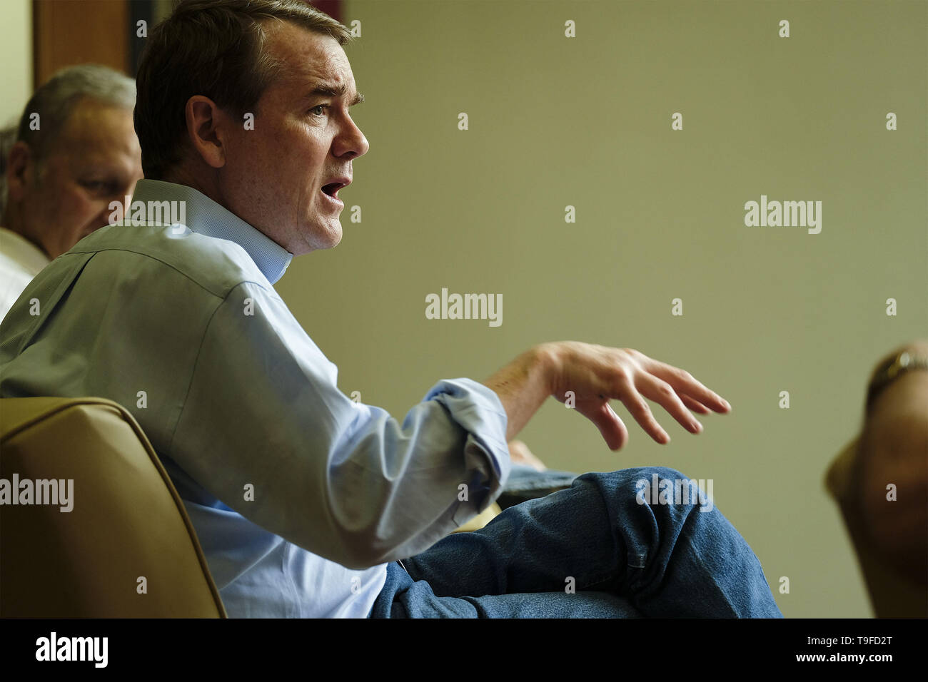 Sioux City, IOWA, USA. 18th May, 2019. U.S. Sen. MICHAEL BENNET (D-CO ...