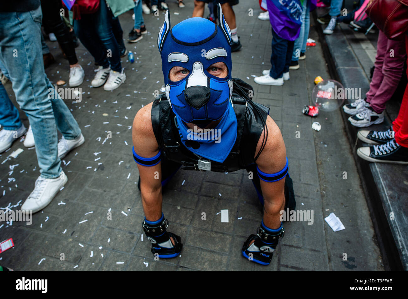 Brussels, North Brabant, Belgium. 18th May, 2019. A man is seen wearing ...