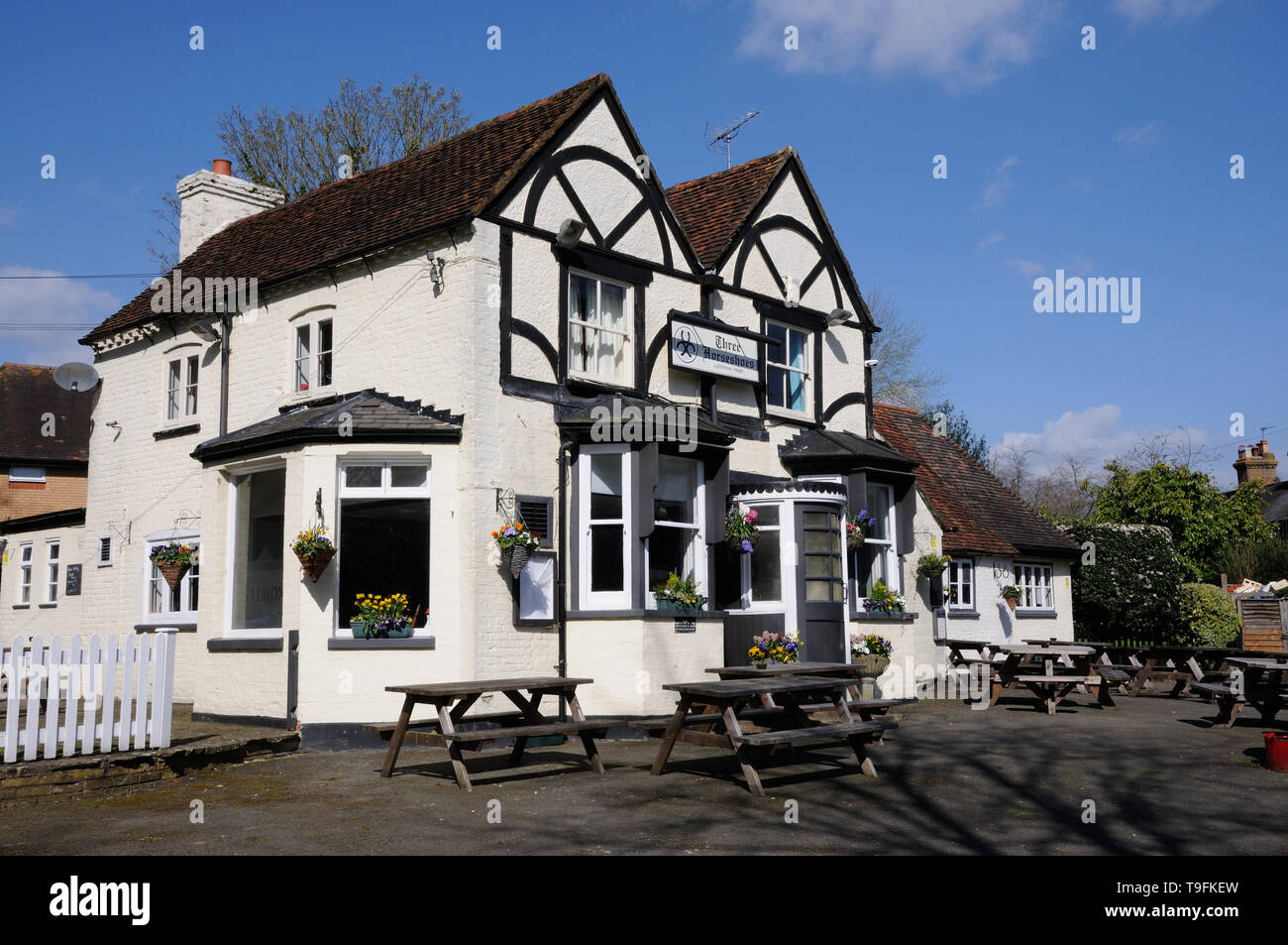 The Three Horseshoes, Letchmore Heath, Hertfordshire, stands beside the ...