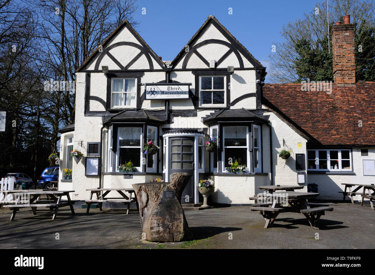 The Three Horseshoes, Letchmore Heath, Hertfordshire, stands beside the ...