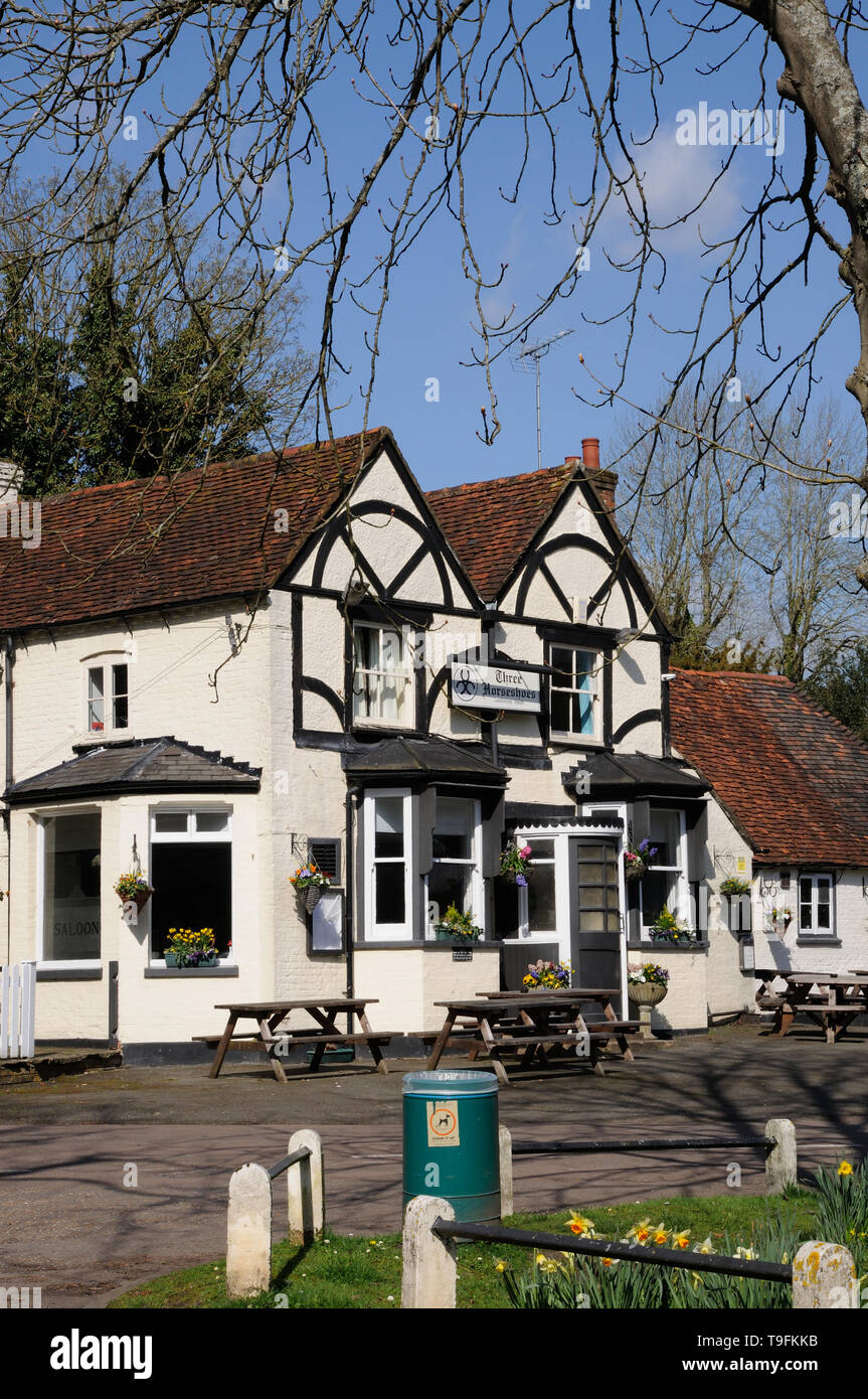 The Three Horseshoes, Letchmore Heath, Hertfordshire, stands beside the ...