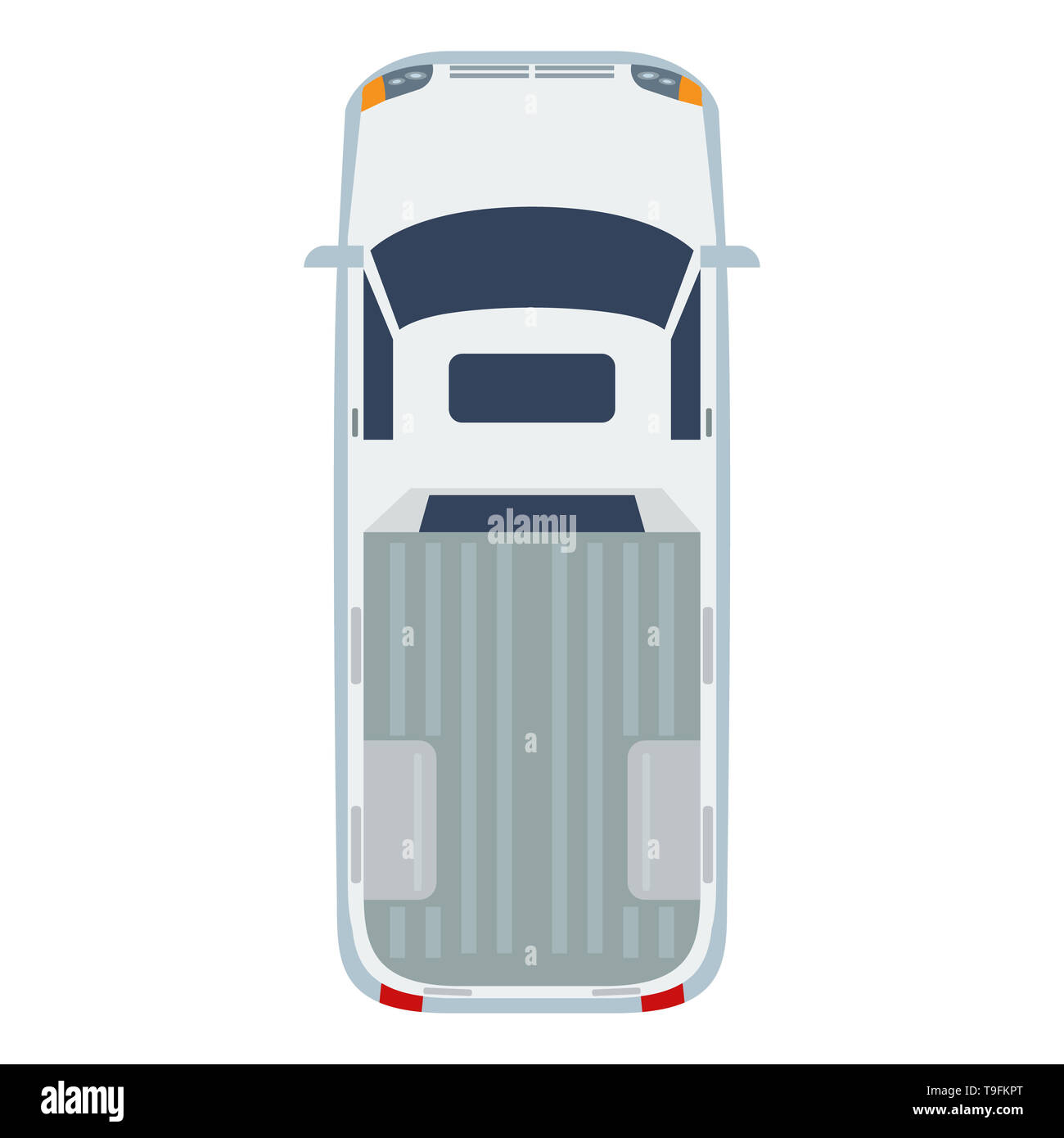 Pickup top view with flat and solid color design. commercial vehicle ...
