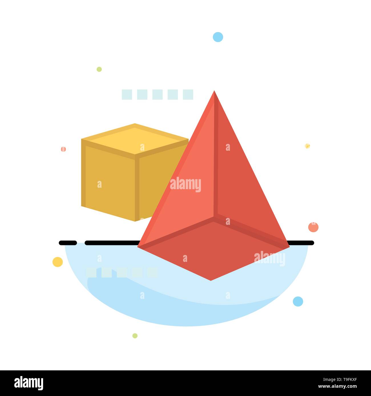 3dModel, 3d, Box, Triangle Abstract Flat Color Icon Template Stock ...
