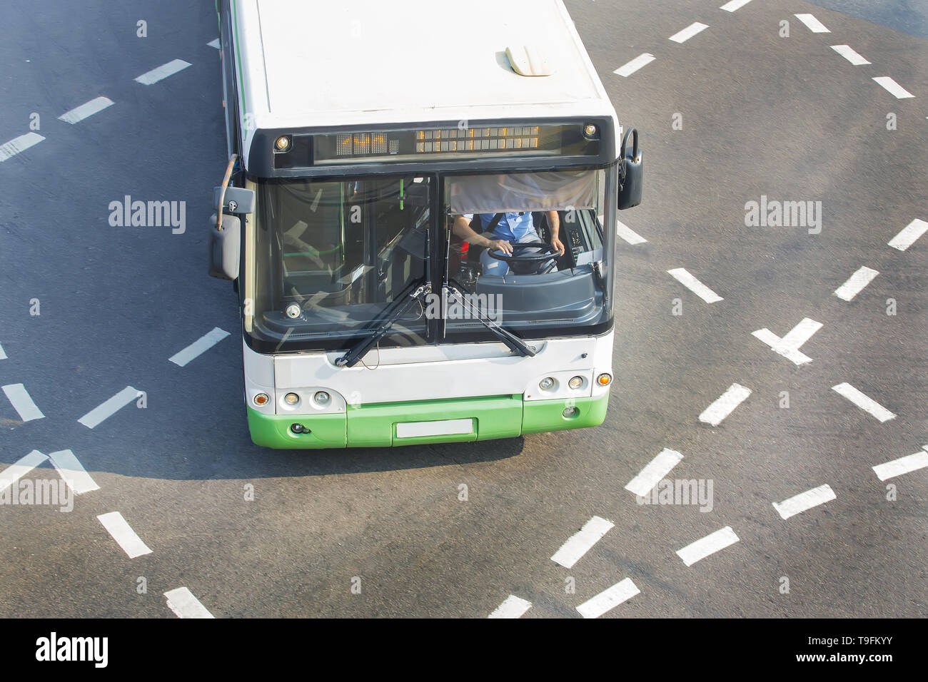 bus at city intersection top view Stock Photo - Alamy