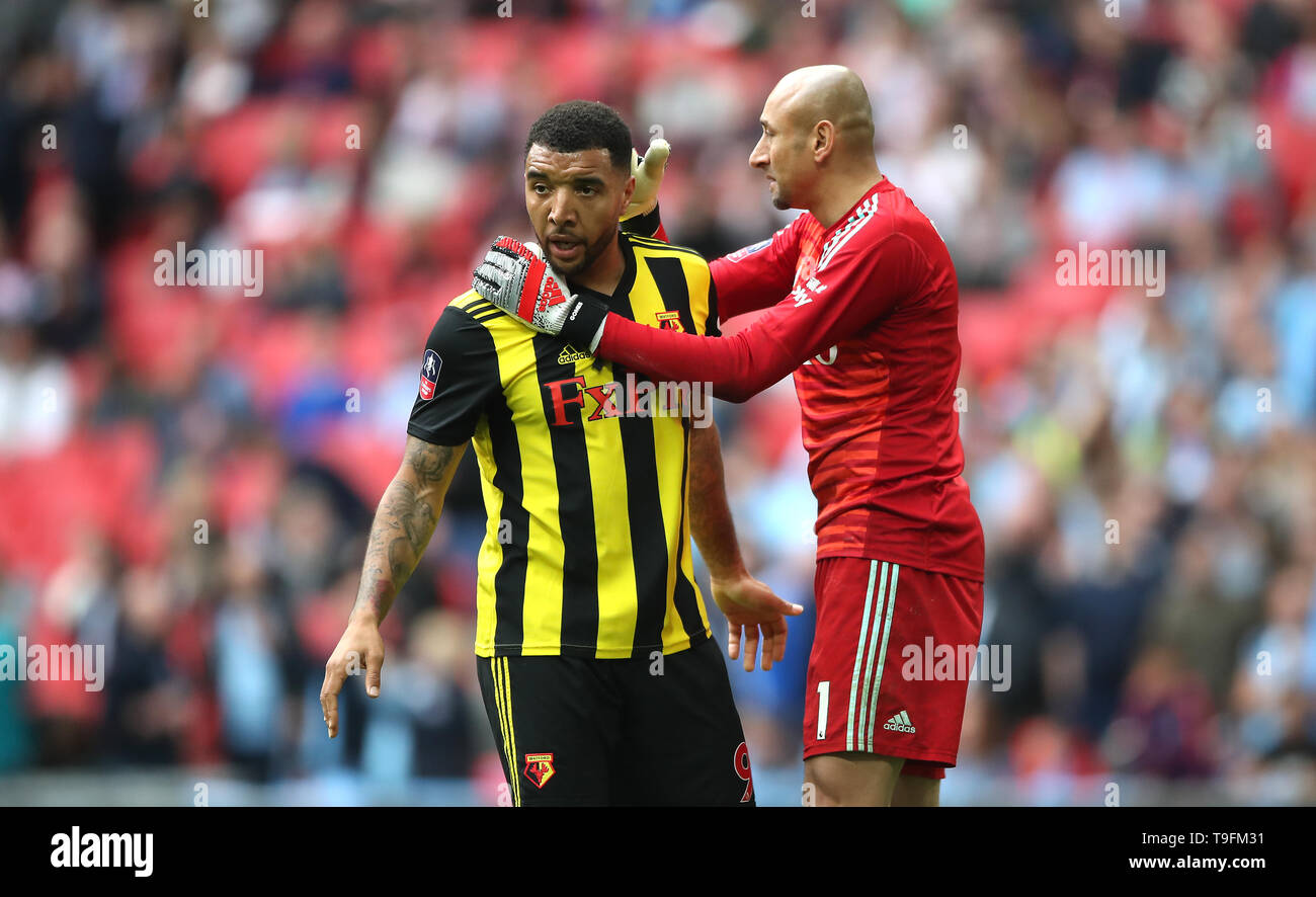Watford's Troy Deeney (left) and goalkeeper Heurelho Gomes (right ...