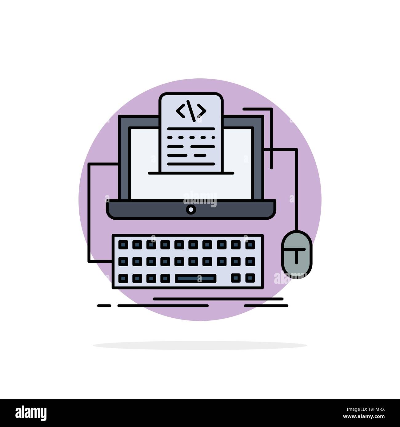 Code Coding Computer Monoblock Screen Flat Color Icon Vector Stock Vector Image And Art Alamy