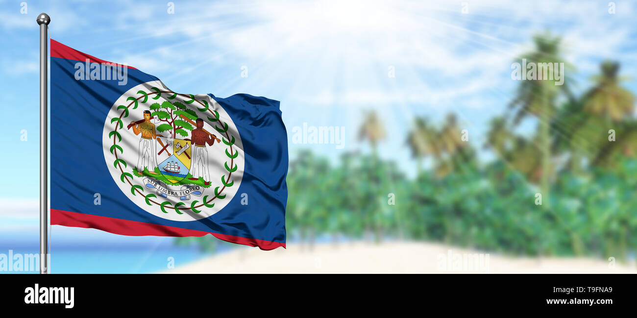 Blue sky background with belize flag hi-res stock photography and ...
