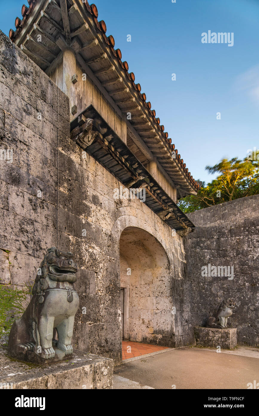 Kankaimon gate of Shuri Castle's in the Shuri neighborhood of Naha, the ...