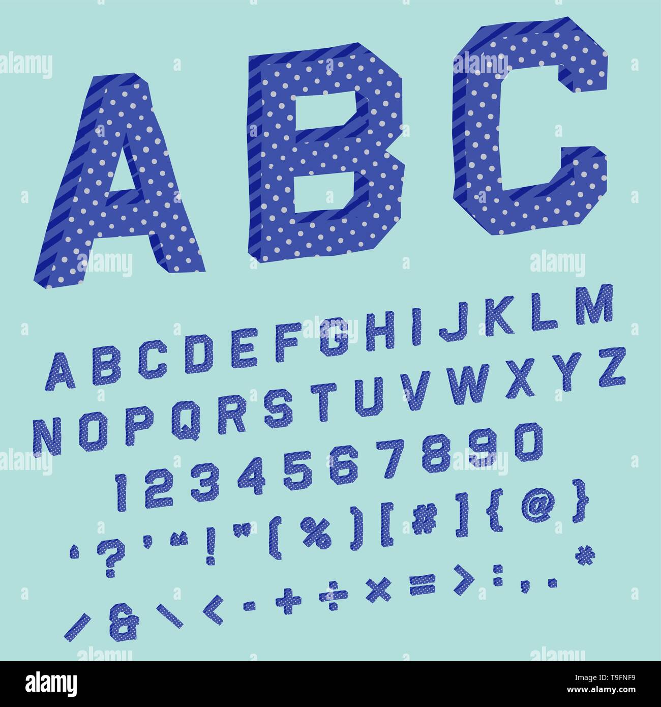3d letters font with polka dots and stripes blue texture for title ...