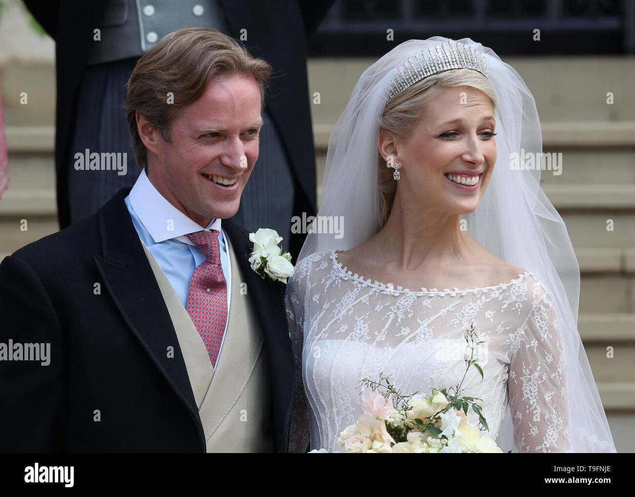 Newlyweds Thomas Kingston and Lady Gabriella Windsor on the steps of ...