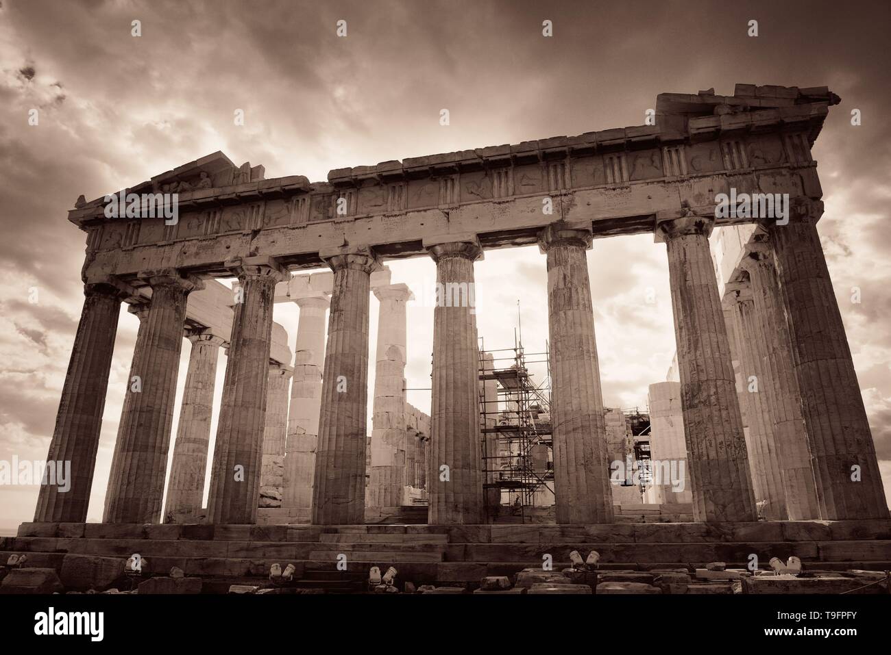 The Parthenon temple closeup in Acropolis in Athens, Greece Stock Photo ...