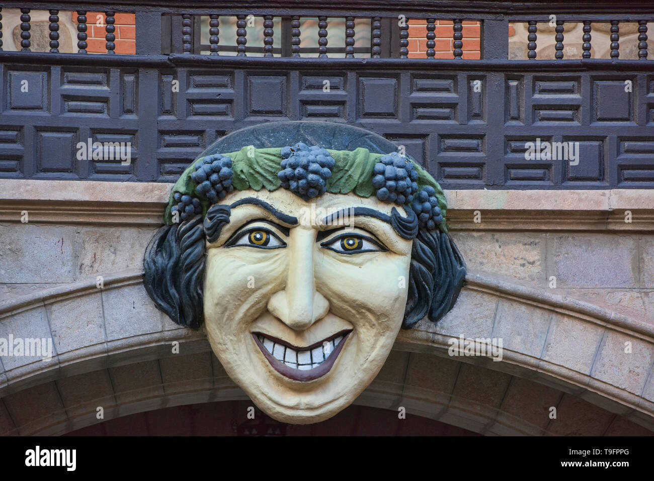 Bacchus mask in the courtyard of the Casa Nacional de la Moneda, Potosí ...