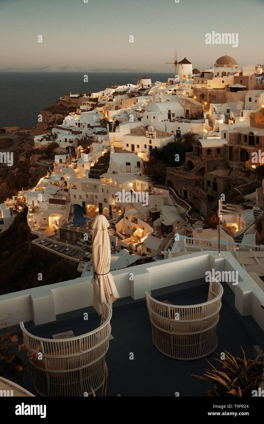 Santorini skyline with buildings in Greece Stock Photo - Alamy